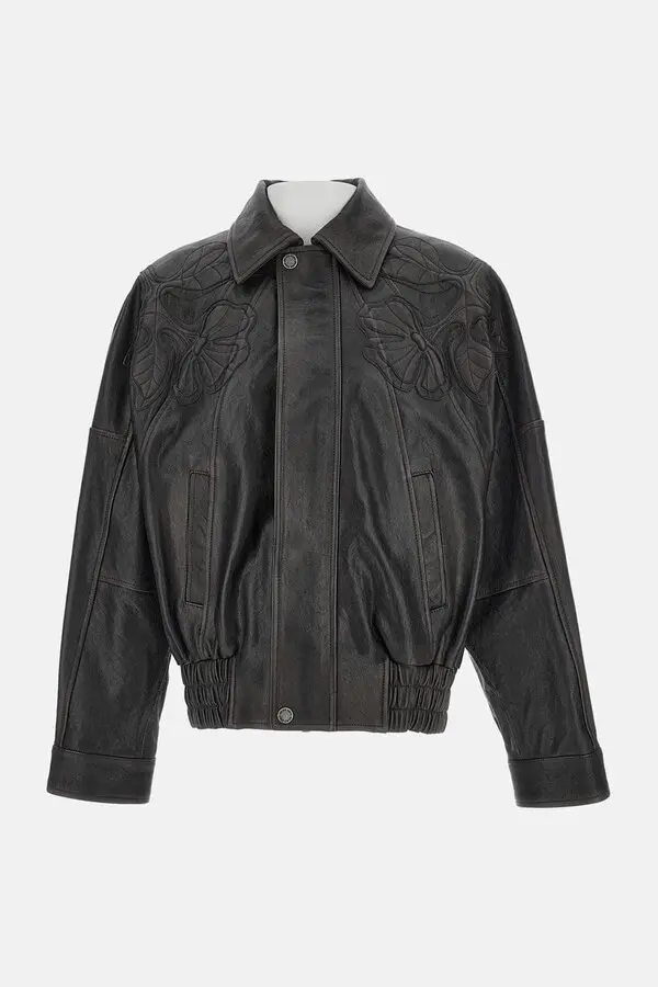 GOLDEN GOOSE Nappa Leather Jacket With Embroidery - Multicolor