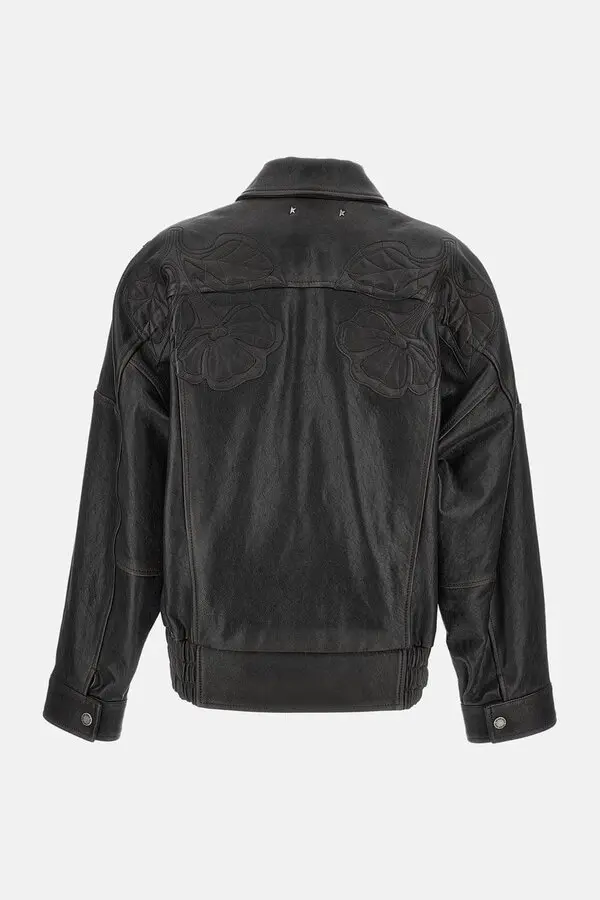 GOLDEN GOOSE Nappa Leather Jacket With Embroidery - Multicolor