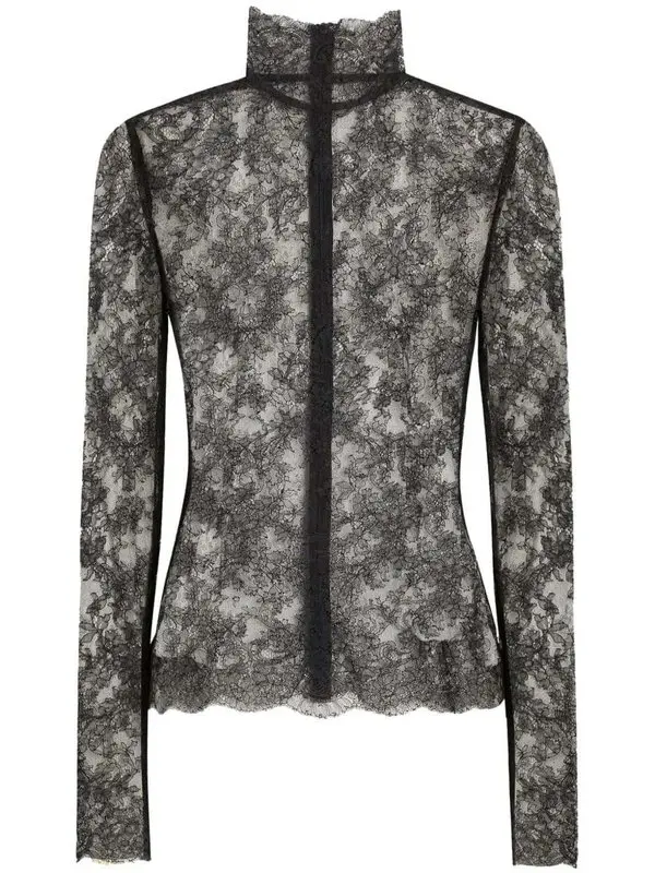 Dolce & Gabbana Chantilly Lace Top - Gray