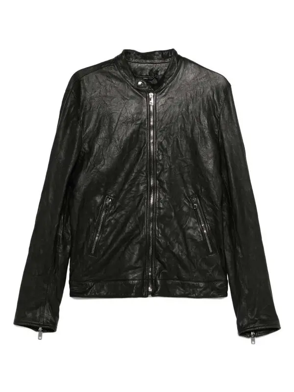 Dolce & Gabbana Lambskin Zip-up Jacket - Black