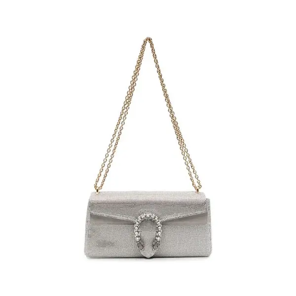 Gucci Dionysus Crystal-embellished Shoulder Bag - Silver