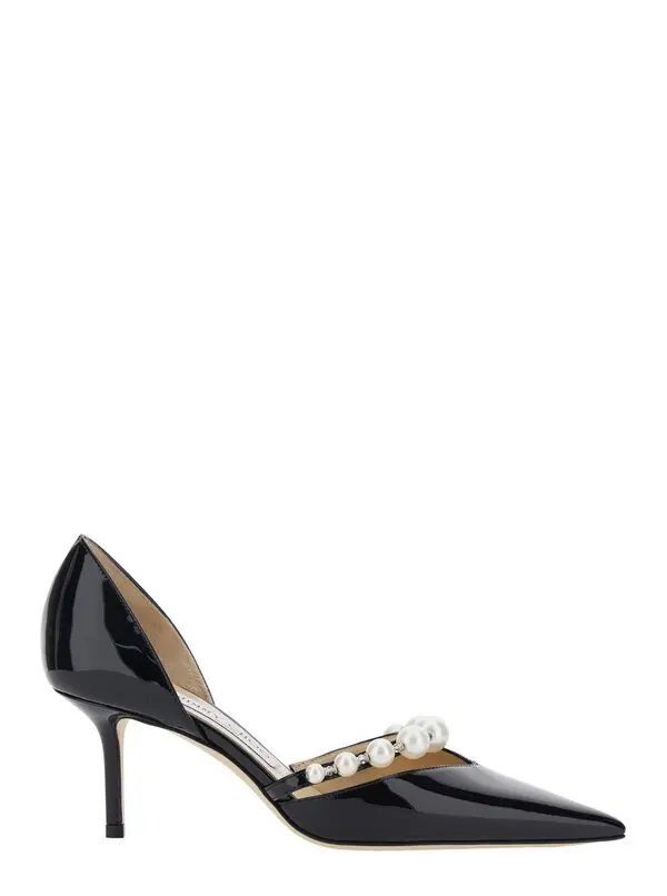 JIMMY CHOO Pumps 'aurelie' With High Stiletto Heel And Pearl Decoration In Black Leather For - Multicolor
