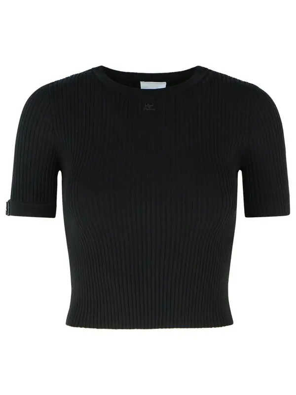 COURREGES Viscose Blend T-shirt - Black