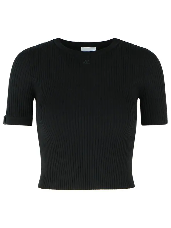 COURREGES Viscose Blend T-shirt - Black