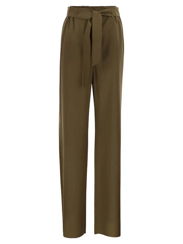 Max Mara Mxmeditto Fluid Tailored Trousers In Pure Virgin Wool - Yellow