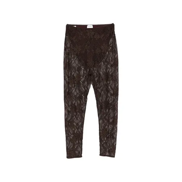 Andamane Cropped Lace Leggings - Brown