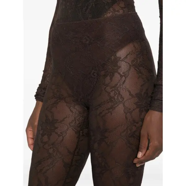 Andamane Cropped Lace Leggings - Brown