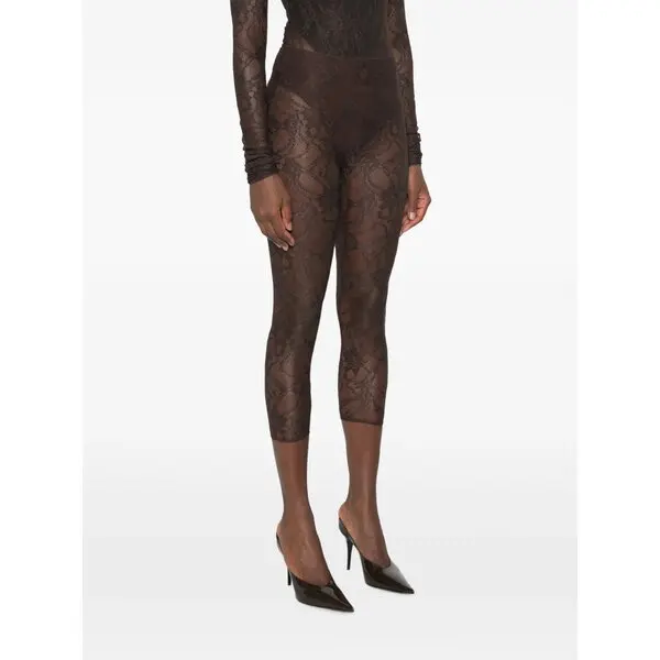 Andamane Cropped Lace Leggings - Brown