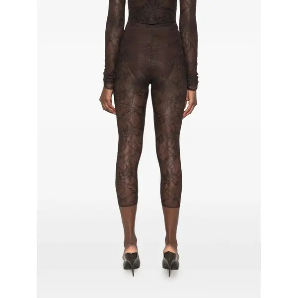 Andamane Cropped Lace Leggings - Brown