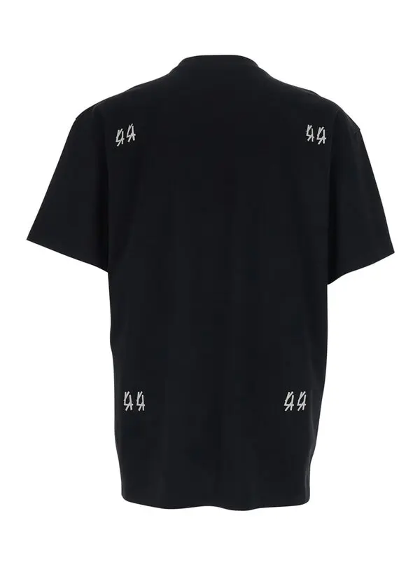 44 LABEL GROUP Crew Neck T-shirt With Logo On Front And Back In Cotton For - Black