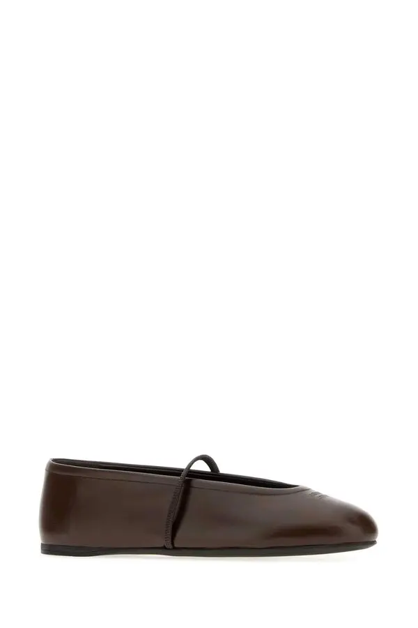 Miu Miu Chocolate Leather Ballerinas