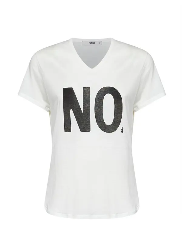 Fendi Ivory Cotton Jersey T-shirt With Noi Print - Multicolor