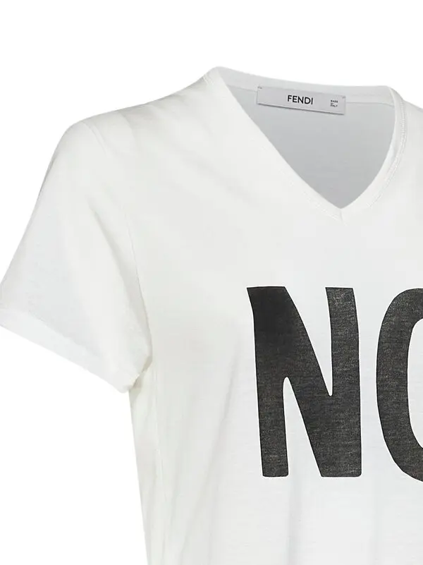 Fendi Ivory Cotton Jersey T-shirt With Noi Print - Multicolor
