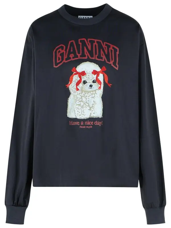 GANNI Cotton Sweater - Gray