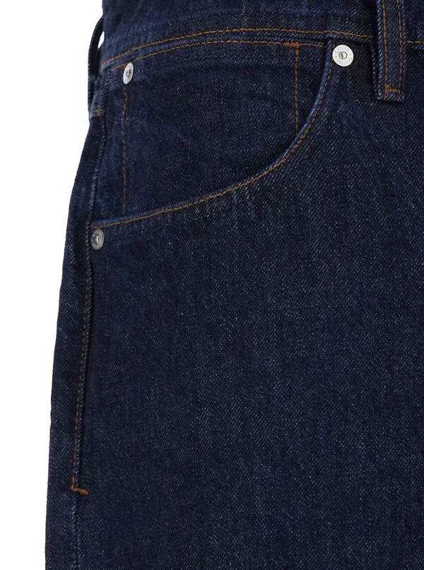 Stone Island Blue Five-pocket Jeans With Contrast Stitching In Denim