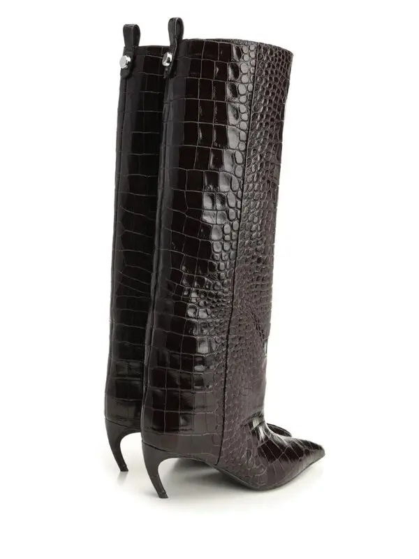 Attico Crocodile-effect Leather Boots - Brown