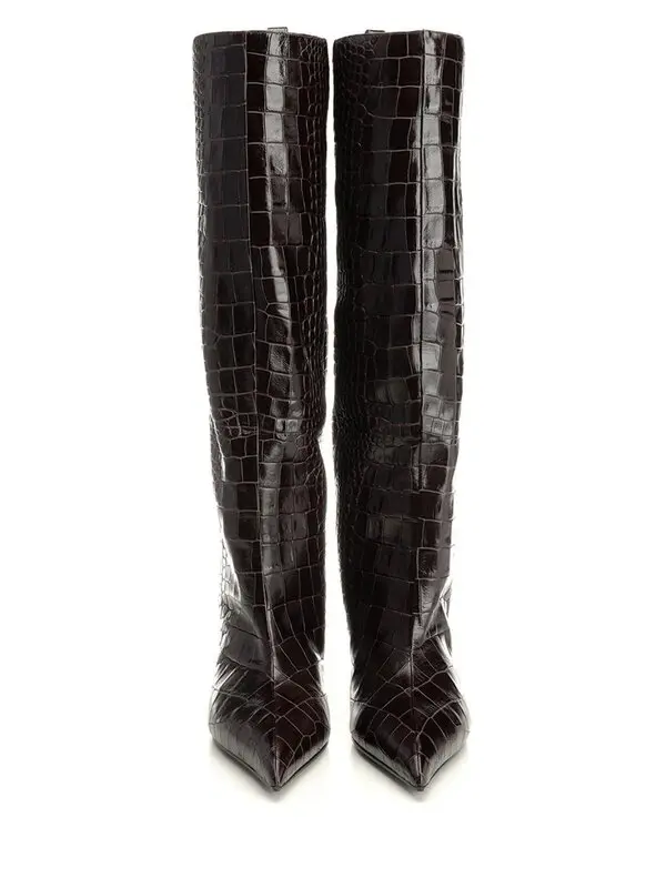 Attico Crocodile-effect Leather Boots - Brown