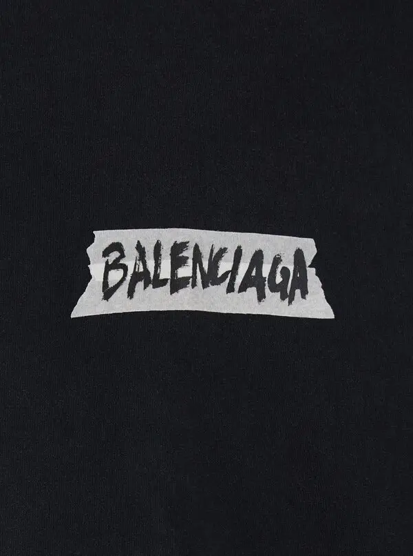 Balenciaga Black Cotton Sweatshirt With Logo On Front And Back For