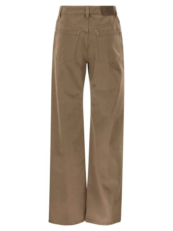 Brunello Cucinelli Contemporary Loose Trousers In Dyed Denim - Brown