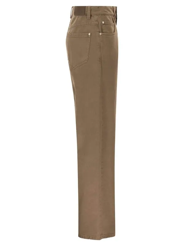 Brunello Cucinelli Contemporary Loose Trousers In Dyed Denim - Brown