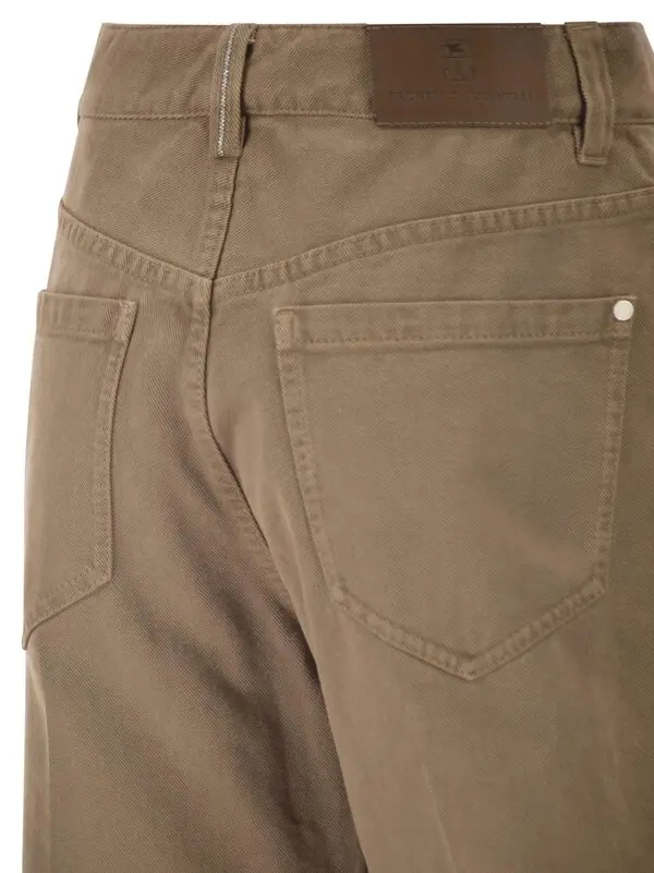 Brunello Cucinelli Contemporary Loose Trousers In Dyed Denim - Brown