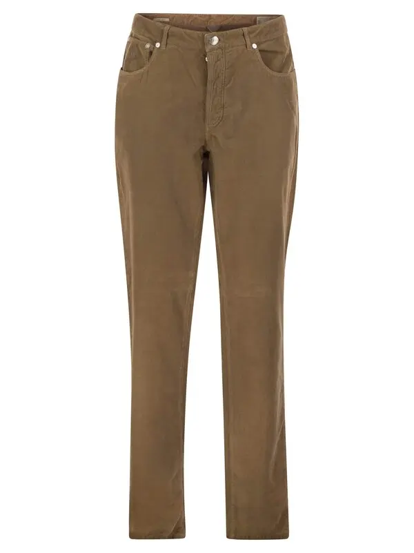 Brunello Cucinelli Five-pocket Cotton Corduroy Trousers - Brown