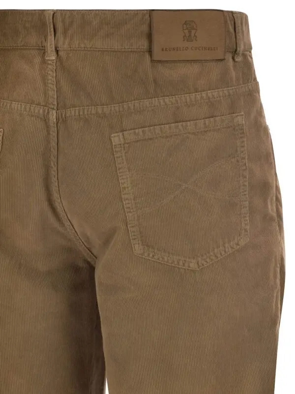 Brunello Cucinelli Five-pocket Cotton Corduroy Trousers - Brown