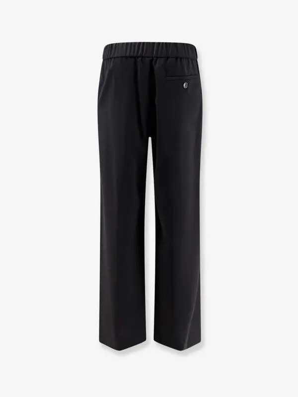Loewe Wool Trousers With Logo Detail - Black