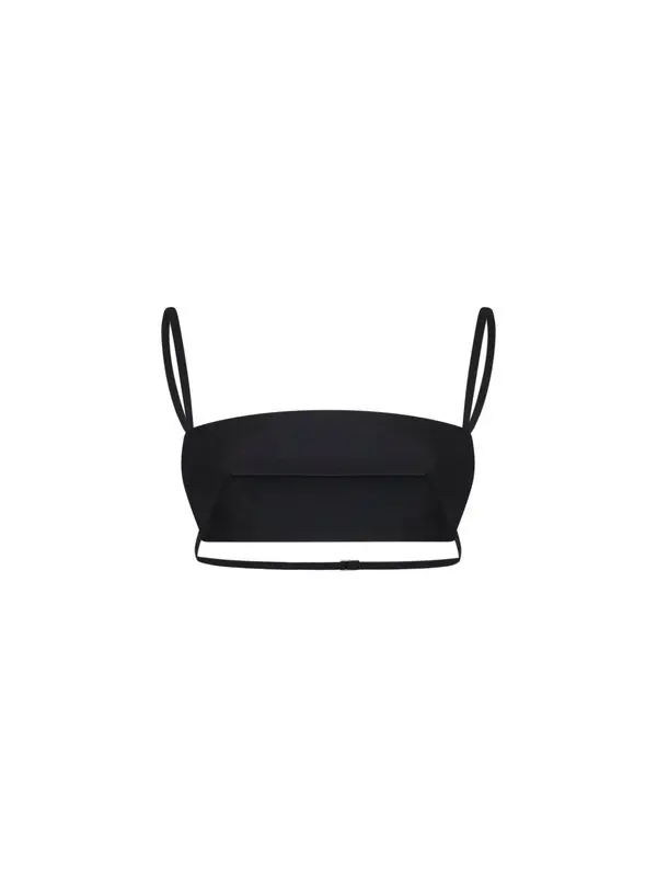 JIL SANDER Black Wool And Silk Faille Bralette Top