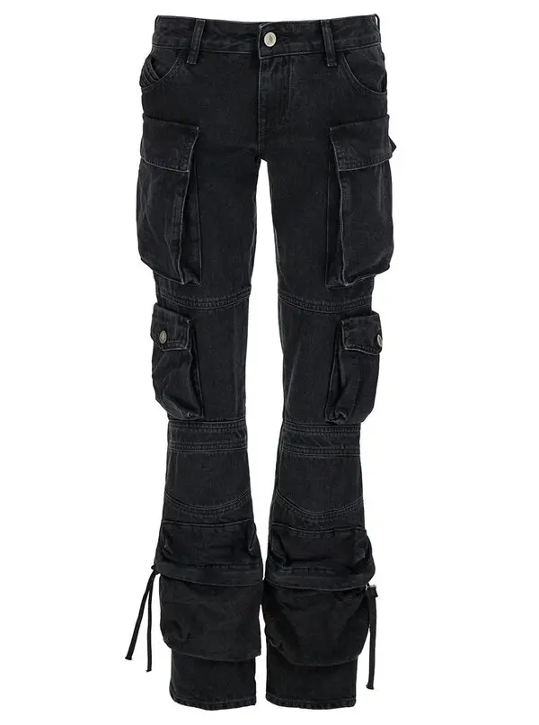 Attico Essie' Fitted Jeans With Cargo Pockets In Denim - Black