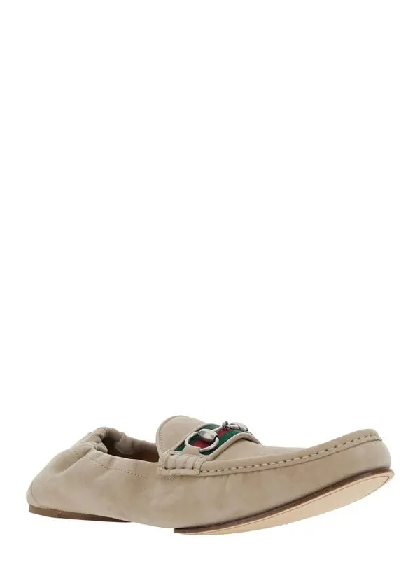 Gucci Suede Horsebit Loafers - Cream