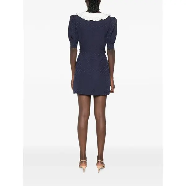 Alessandra Rich Ruffled Collar Mini Dress - Blue