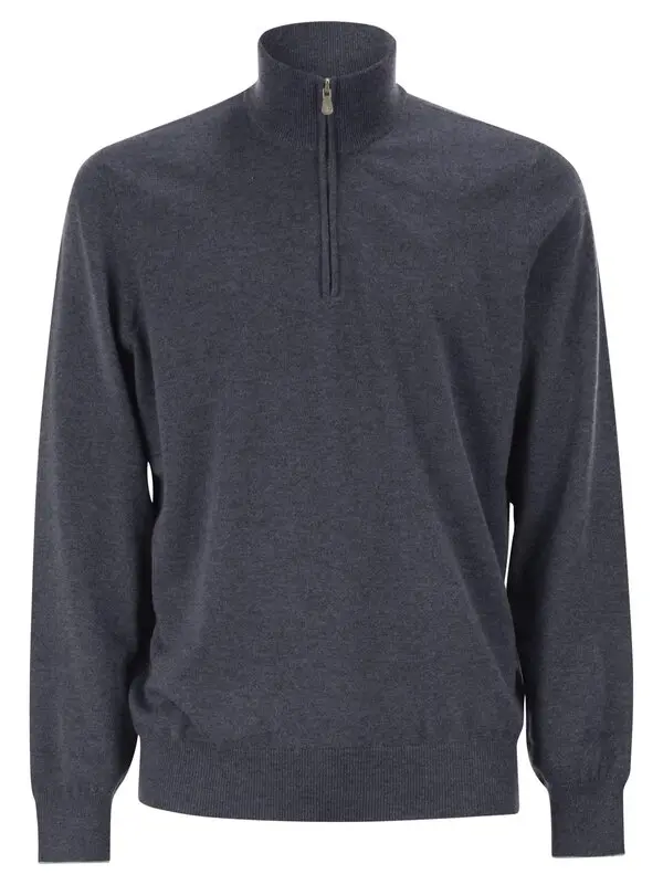 Brunello Cucinelli Cashmere Turtleneck Sweater With Zipper - Multicolor