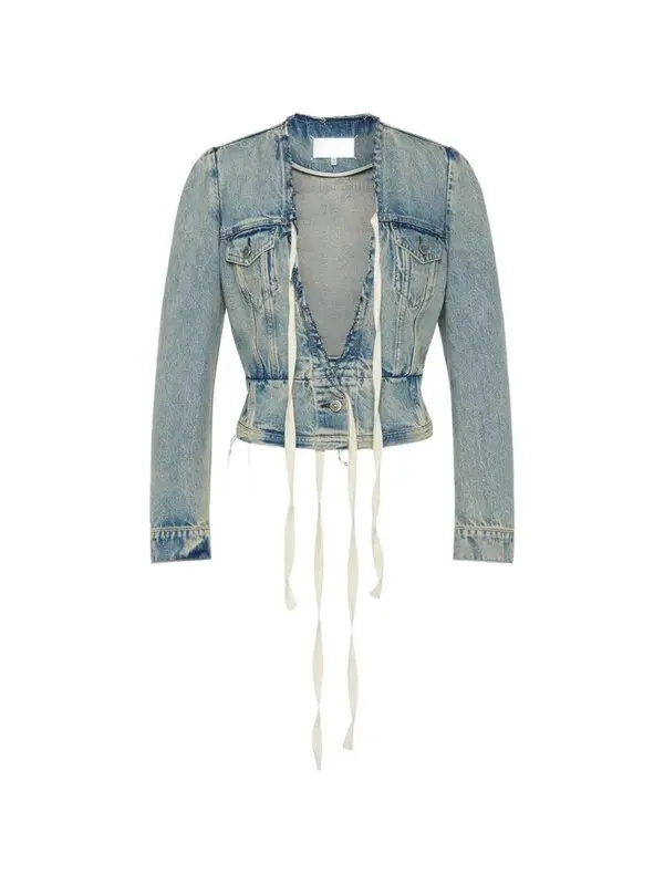 MAISON MARGIELA Jacket With Raw-cut Hem - Blue