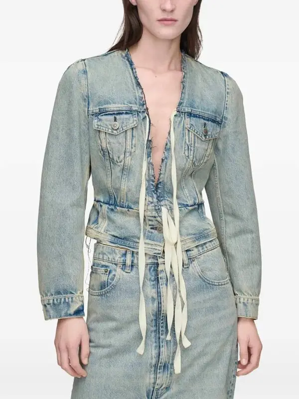 MAISON MARGIELA Jacket With Raw-cut Hem - Blue