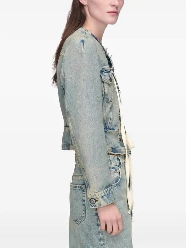 MAISON MARGIELA Jacket With Raw-cut Hem - Blue