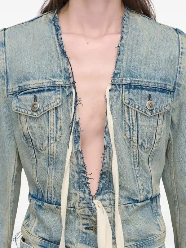MAISON MARGIELA Jacket With Raw-cut Hem - Blue