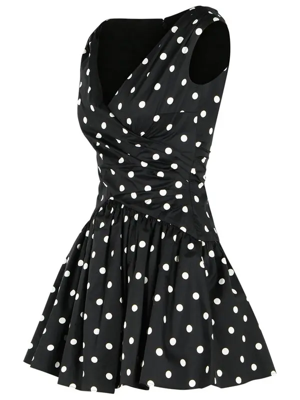 SELF-PORTRAIT Polka Dot Cotton Dress - Black