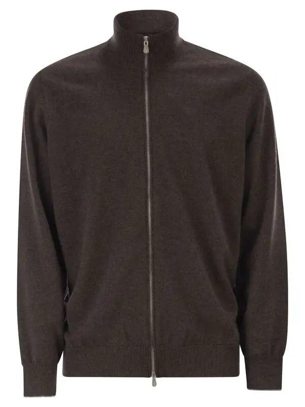 Brunello Cucinelli High-necked Cashmere Cardigan With Zip