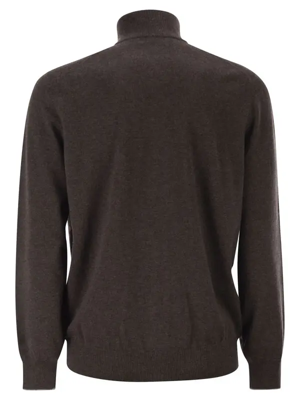 Brunello Cucinelli High-necked Cashmere Cardigan With Zip