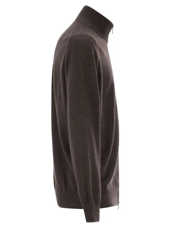 Brunello Cucinelli High-necked Cashmere Cardigan With Zip