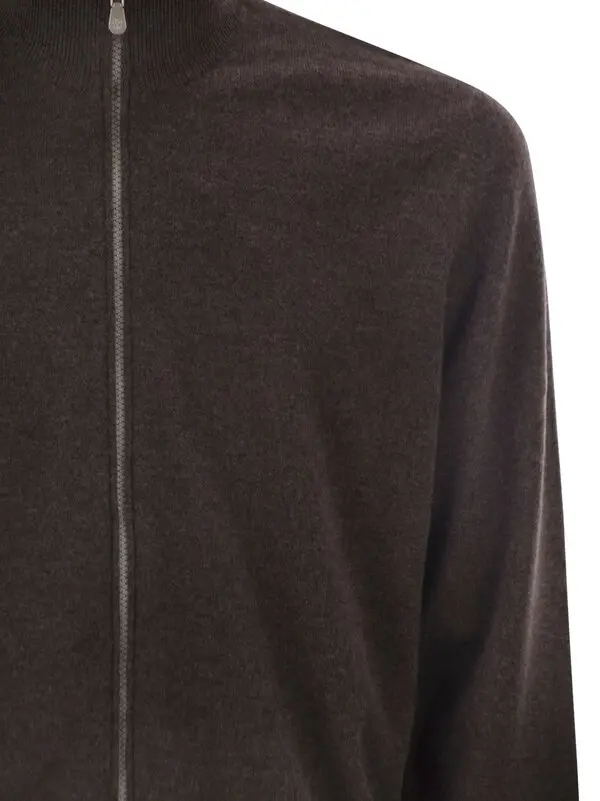 Brunello Cucinelli High-necked Cashmere Cardigan With Zip