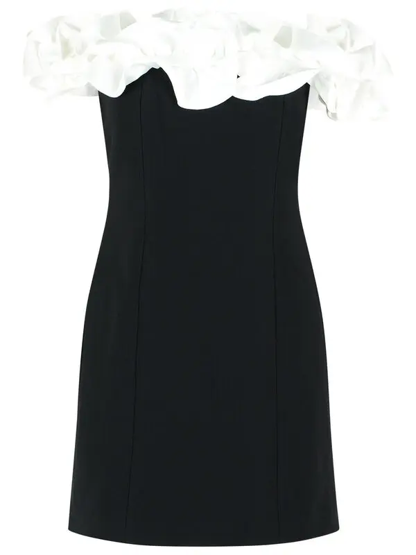 ROTATE BY BIRGER CHRISTENSEN Mini Dress With Ruffles In And White Polyester