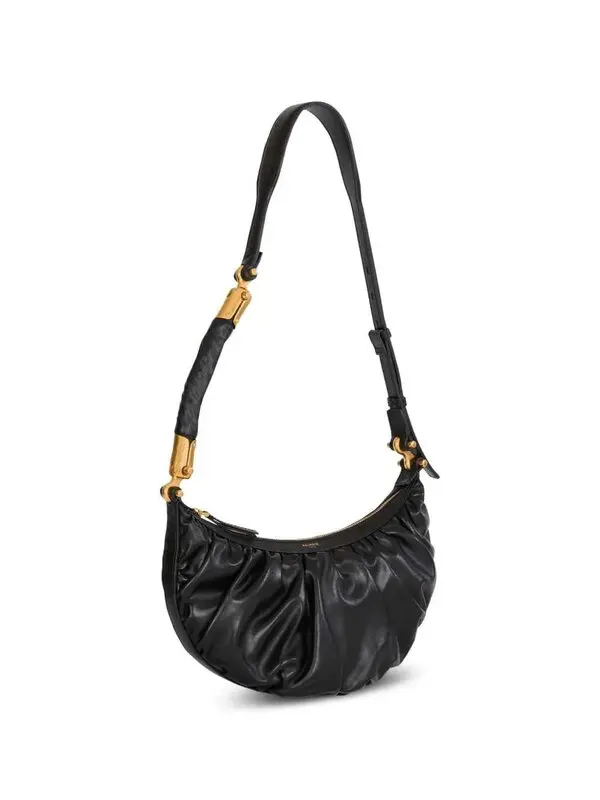 Balmain Ebene Ruffled Shoulder Bag