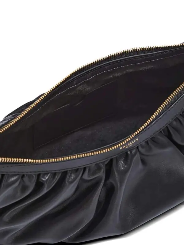 Balmain Ebene Ruffled Shoulder Bag