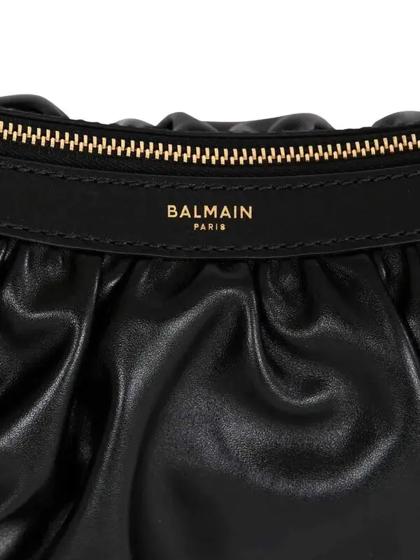 Balmain Ebene Ruffled Shoulder Bag