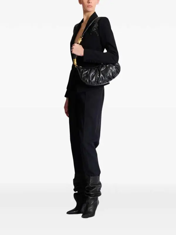 Balmain Ebene Ruffled Shoulder Bag