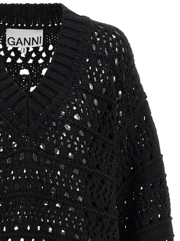GANNI Crochet V-neck' Sweater