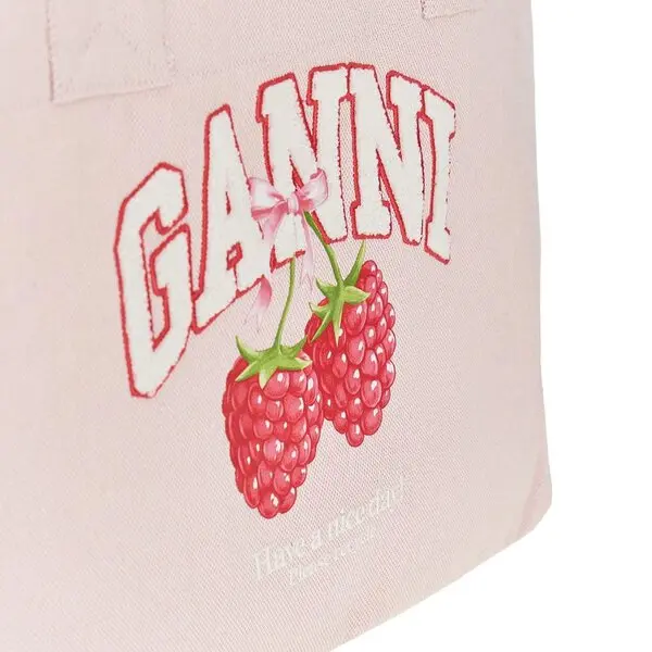 GANNI Printed Canvas Shopping Bag - Pink