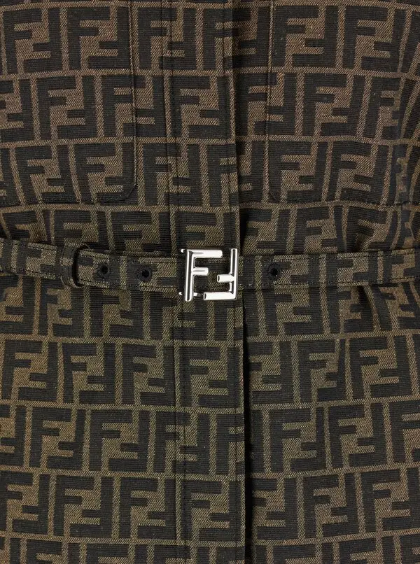Fendi Cotton Blend Ff Motif Belted Jacket - Multicolor